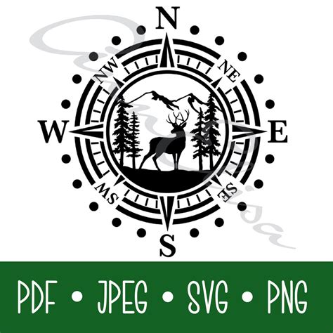 Compass And Deer Decal Download Etsy