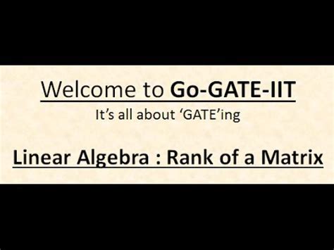 Linear Algebra Rank Of A Matrix YouTube