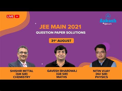 JEE Main Question Paper With Solutions PDFs And Videos