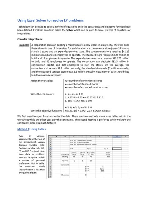 Tutorial 2 Using Excel Solver Lp Pdf Mathematical Optimization
