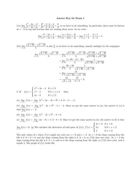 Values Calculus Solved Exam Docsity