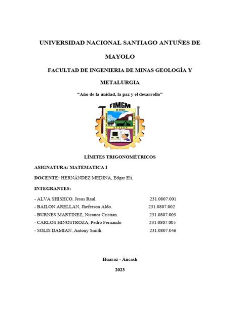 Limites Trigonometricos Grupo 3 Pdf Matemáticas Límite