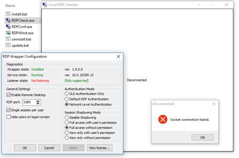local rdp checker socket connection failed · issue 376 · stascorp