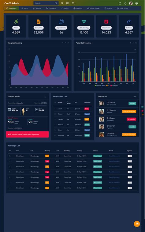 Crmx Ltr Multi Colour Horizontal Dark Hospital Dashborad Multipurpose Themes
