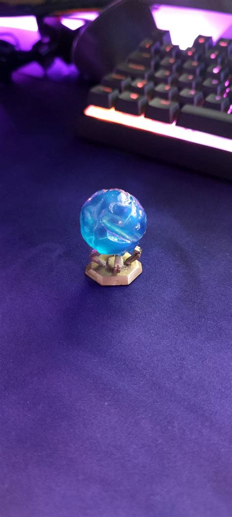 Hextech Crystal Gems League Of Legends Arcane Jinx Vi Blue Fluorescent Metallic Brass Base