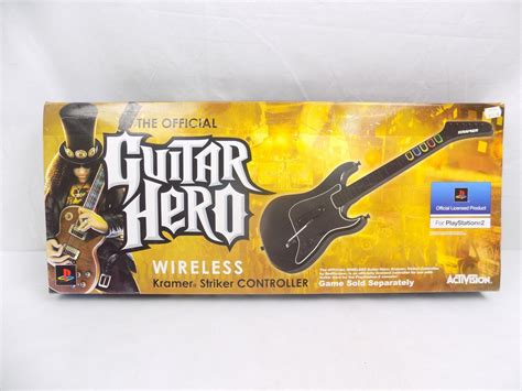 Boxed Playstation 2 Ps2 Guitar Hero Wireless Kramer Striker Controller Strap Dongle