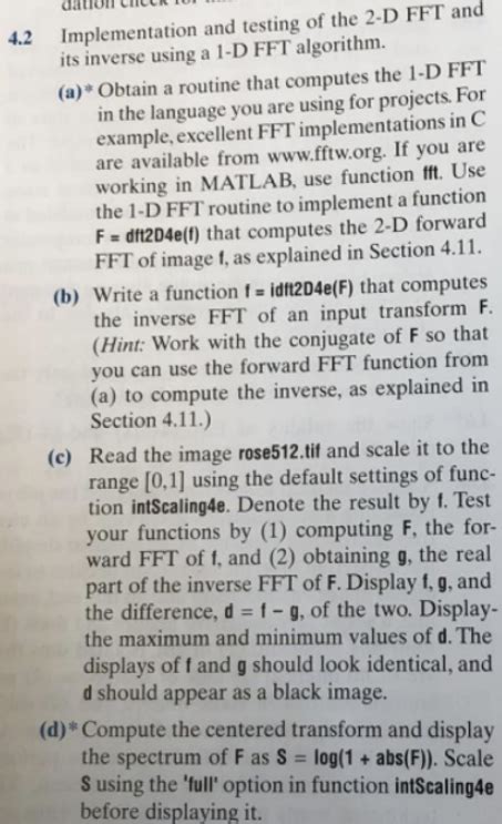 Solved Implementation And Testing Of The D FFT And Its Chegg