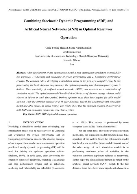 Pdf Combining Stochastic Dynamic Programming Sdp And Artificial