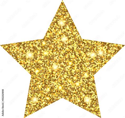 Gold Glitter Star With Sparkling Light Isolated On Transparent