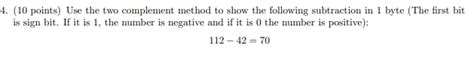 Solved Points Use The Two Complement Method To Show The Chegg