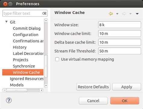 Jgit How To Tune Egit For Large Repositories Stack Overflow