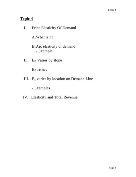 Price Elasticity Of Demand Introduction To Microeconomic Analysis Ecn 328 Docsity