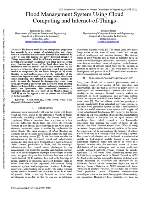Flood Management System Using Cloud Computing And Internet Of Things Pdf Internet Of Things