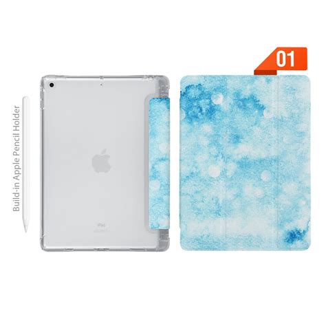 Ipad See Through Smart Case Leather Stand Cover With Pencil Holder For