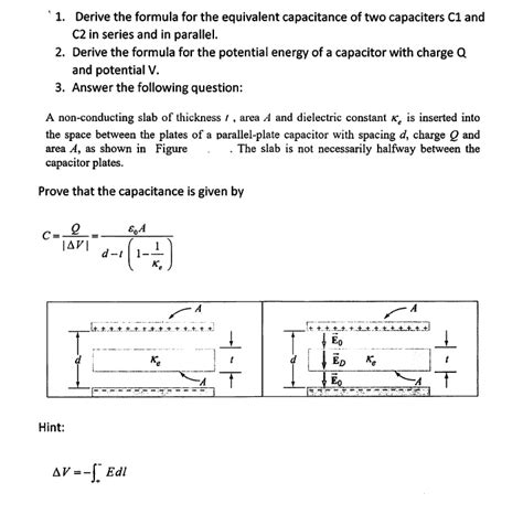 Solved Derive The Formula For The Equivalent Capacitance Of Two Capacitors C1 And C2 In Series