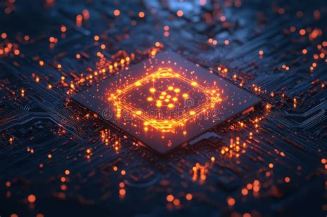 Glowing Circuit Board Central Processing Unit Technology Network Stock Illustration