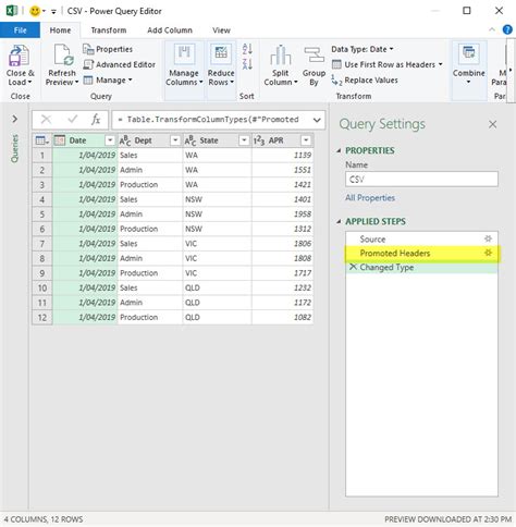 Promoting Headers Issue In Power Query A4 Accounting