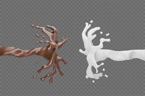 현실적인 초콜릿과 우유 스플래시 3d 일러스트 프리미엄 Psd 파일