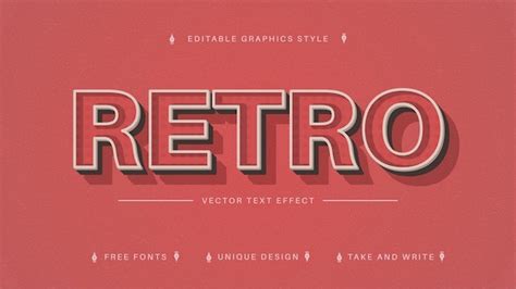 Premium Vector Retro Editable Text Effect Font Style