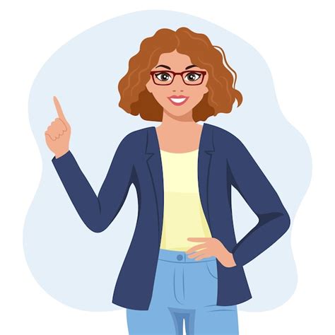 Uma garota de óculos com uma expressão alegre levantou o dedo uma ideia uma solução para um