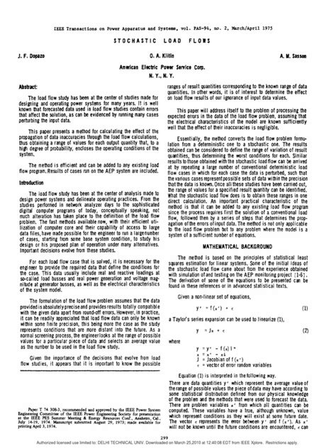 stochastic load flow analysis pdf covariance errors and residuals