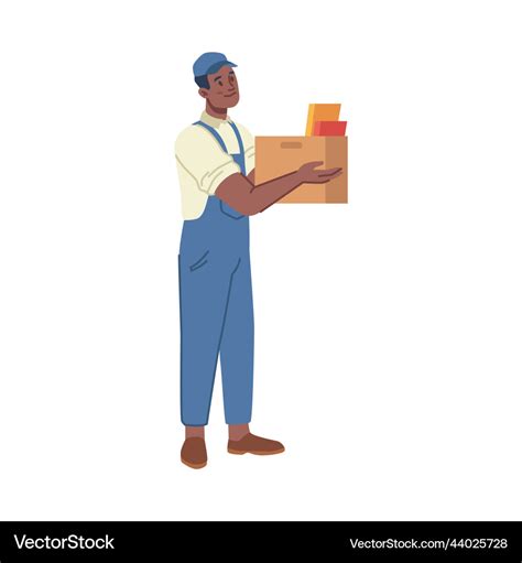 Courier With Boxes Moving And Relocating Vector Image