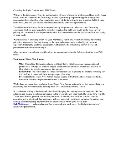 Recommended Font For Phd Thesis Pdf Typefaces Thesis