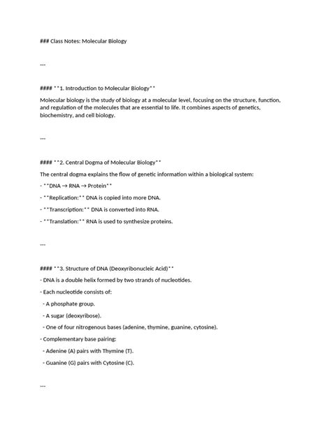 Classnotesintromolecularbiology Pdf
