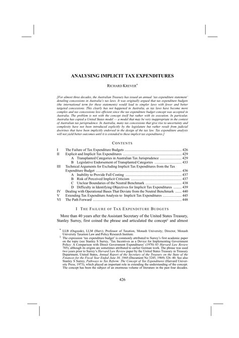 Pdf Analysing Implicit Tax Expenditures