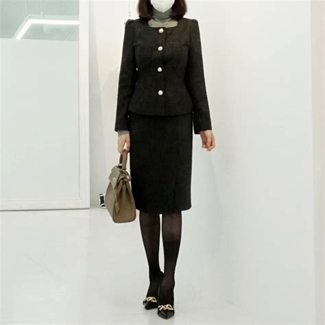 트위드 치마 정장 세트 스퀘어넥 자켓 스커트 투피스 셋업수트 오피스룩 스타일라떼