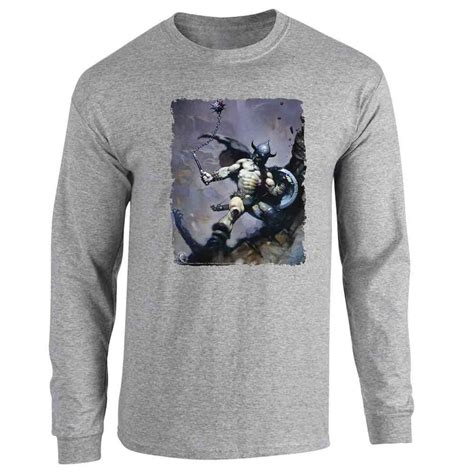 Warrior With Ball And Chain By Frank Frazetta Art Long Sleeve Gotham
