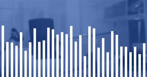 animation of bar graphs over unoccupied chair and computer on desk in
