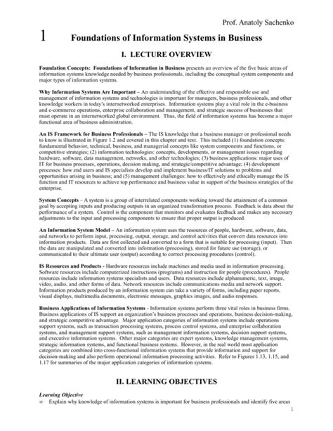 Information Systems In Business Lecture Overview