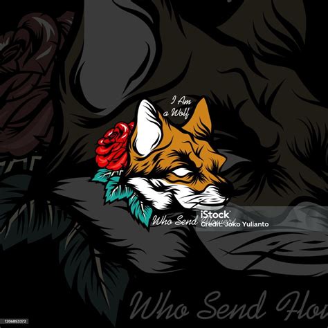Fox And Rose Tattoo Vector Illustration Stock Illustration Download