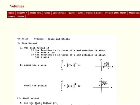 Volumes Disks And Shells Worksheet For 11th 12th Grade Lesson Planet