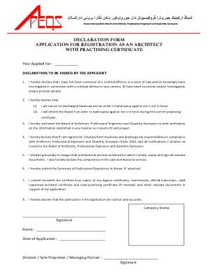 Fillable Online DECLARATION FORM APPLICATION FOR Fax Email Print PdfFiller