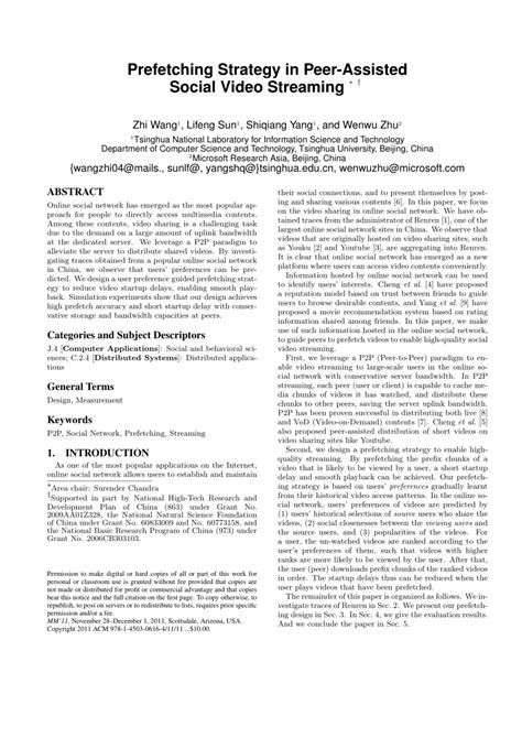 pdf prefetching strategy in peer assisted social video streaming