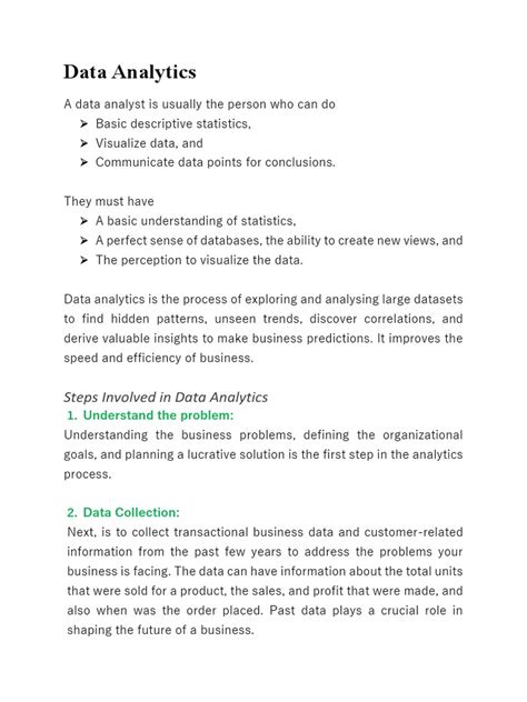 Steps Involved In Data Analytics Pdf