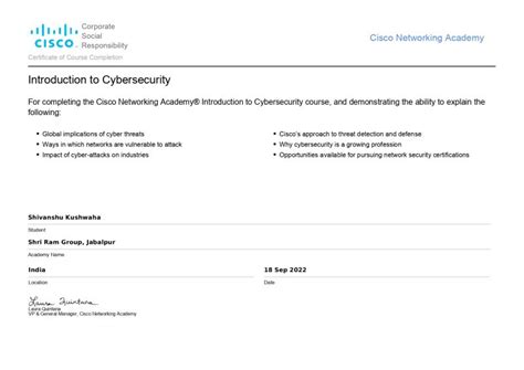 Shivanshu Kushwaha On Linkedin Cybersecurity Cisco Netacad Networking