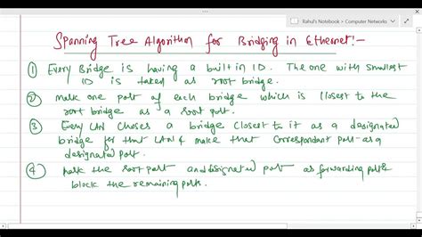 Spanning Tree Algorithm For Bridging Network Devices In Ethernet Computer Networks Youtube