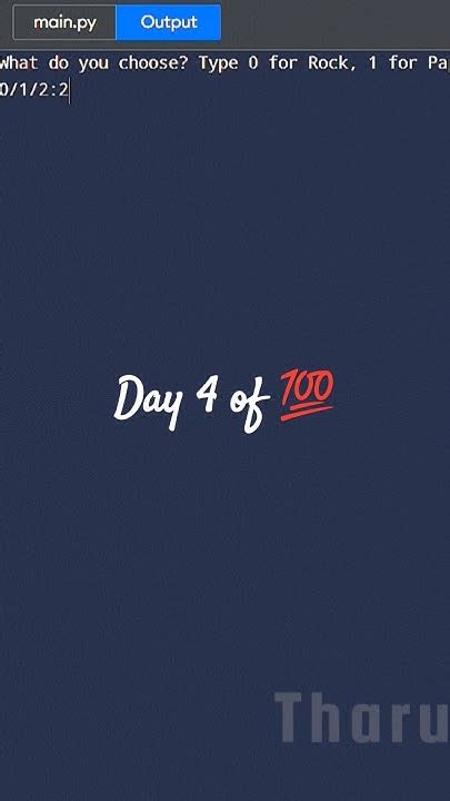 Day 4 Of 💯 Days Coding Challenge Tharun A S 100daysofcode Python Coding Codingchallenge
