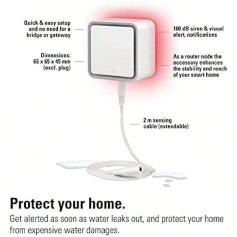 Smart Home Water Leak Detector 2m Sensing Cable Extendable 100 DB Siren Bluetooth Tead Water