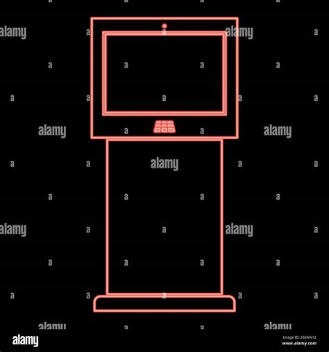 Neon Terminal Stand With Touch Screen Red Color Vector Illustration Neon Terminal Stand With Touch Screen Red Color Vector Illustration