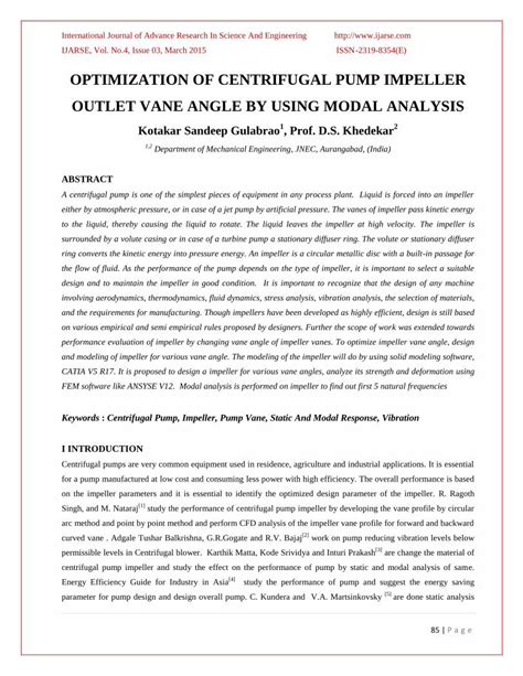 Pdf Optimization Of Centrifugal Pump Impeller · Pdf Fileoptimization