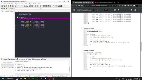 Algoritma Dan Pemrograman Array C Youtube