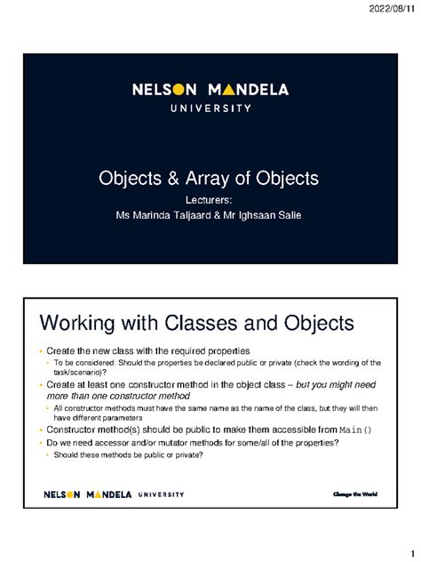 Lecture 03 Array Of Objects Objects And Array Of Objects Lecturers