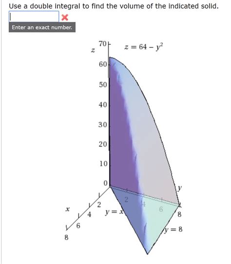 oneclass use a double integral to find the volume of the indicated