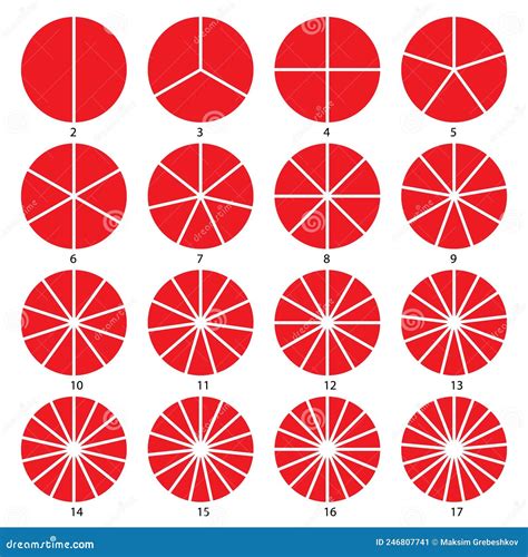 Set Of Round Graphic Pie Charts Icons Segment Of Circle Infogra Stock