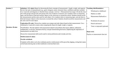 Maths Measurement Lesson Plan Class 3 Docx