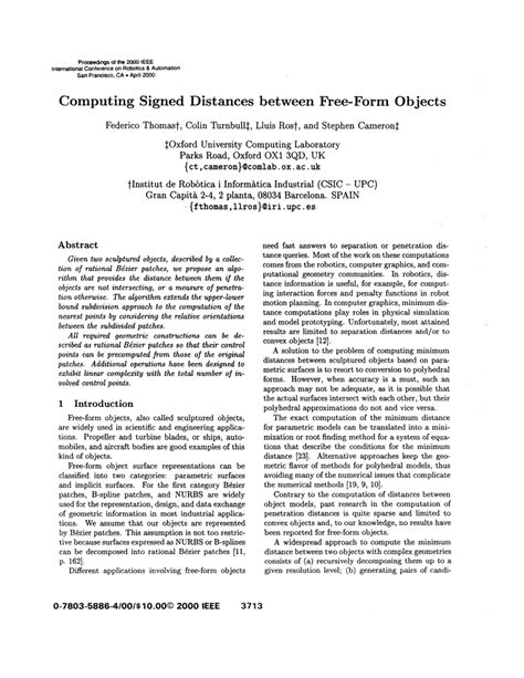 Pdf Computing Signed Distances Between Free Form Objects